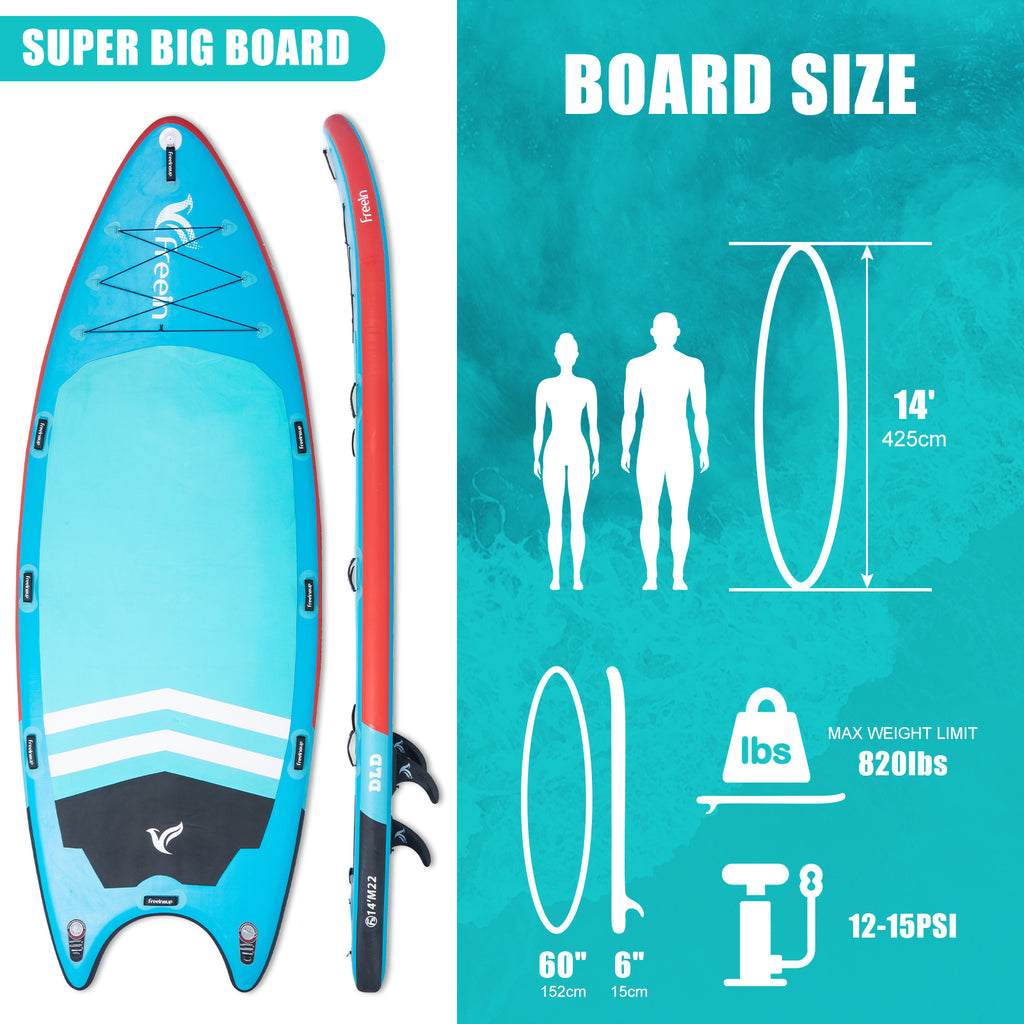 Freein 14' Family Paddle Board | Family Size Paddle Board | SUP Family ...